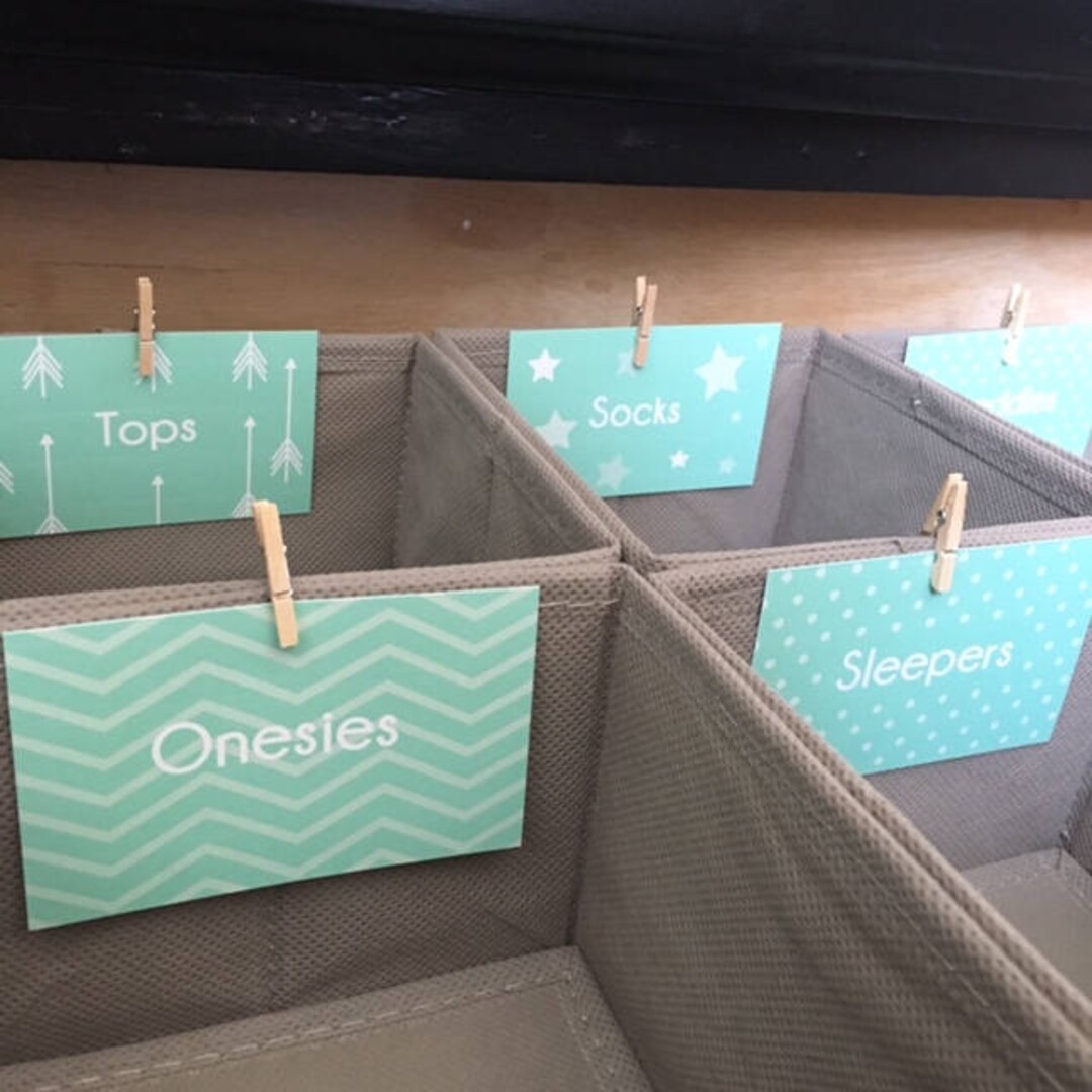 Nursery Drawer Labels, Dresser Drawer Labels, Sea Foam Mint, Baby ...