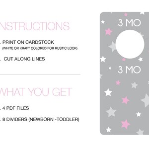 PRINTABLE Pink Stars Closet Dividers, Girl Nursery Closet Dividers ...