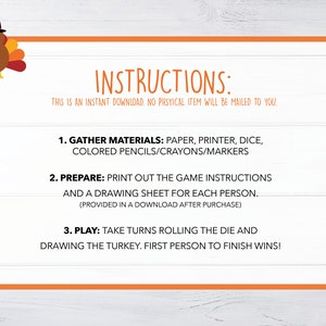 Roll A Turkey Thanksgiving Dice Game - Printable Instant Download ...