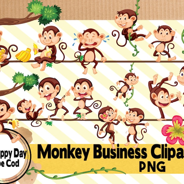 Monkey Clip Art - Etsy