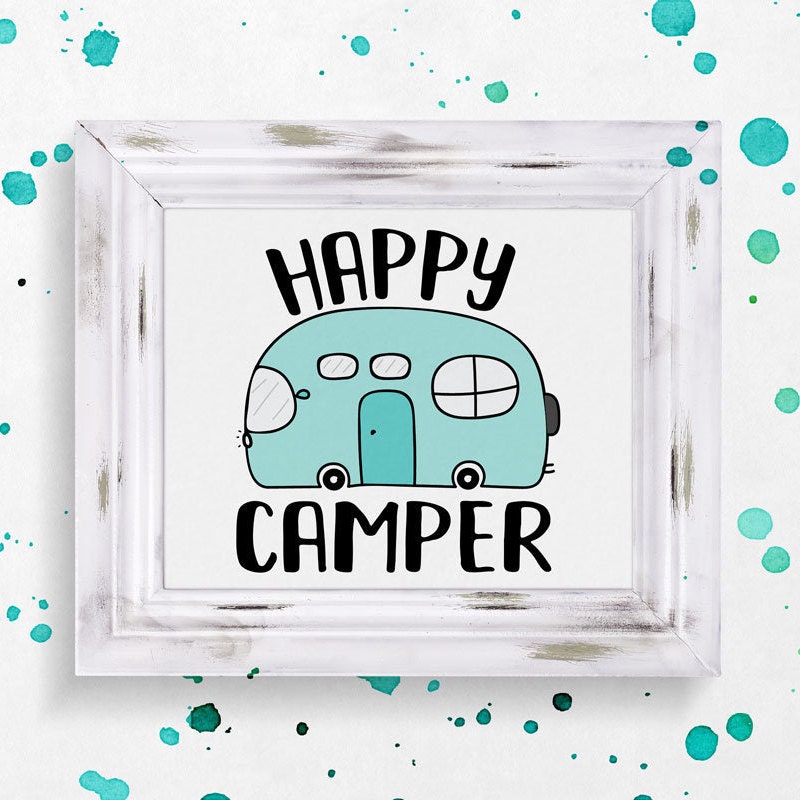 Vintage Camper Camping Clipart Happy Camper Travel RV Clipart Vector ...