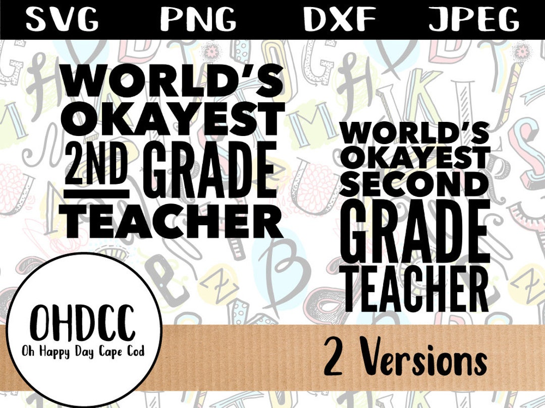 Back-to-school Teacher Second Grade Clipart PNG DXF Template for Cricut ...