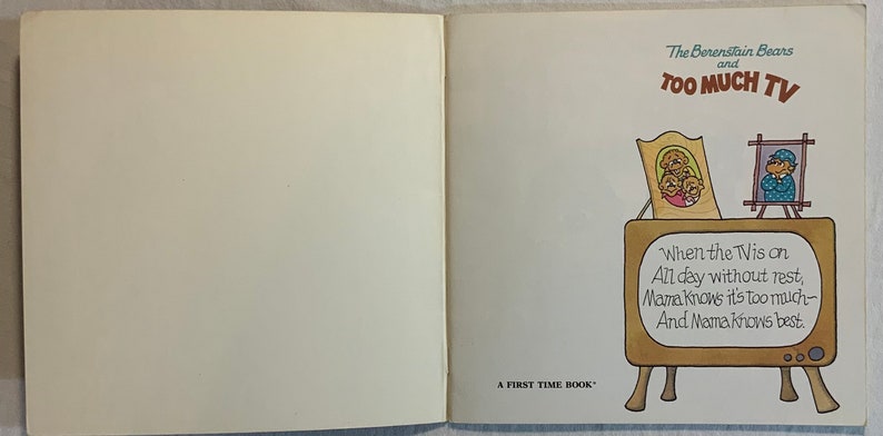 The Berenstain Bears and Too Much TV by Stan and Jan - Etsy