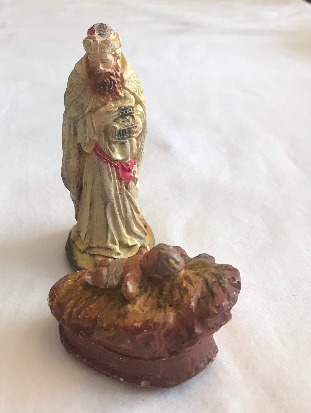 Vintage Chalk Ware Nativity Crèche Christmas Pieces Baby Jesus and Wise ...
