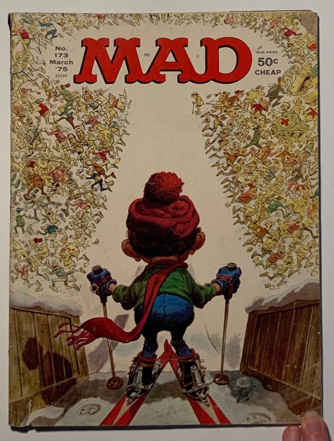 MAD Magazine Alfred E Neuman is Skiing Down Hill Through A Crowd ...