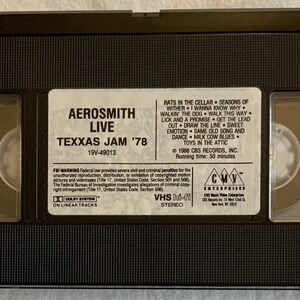 Aerosmith Live Texxas Jam ‘78 Vintage VHS Movie Video Tape 1988 - Etsy