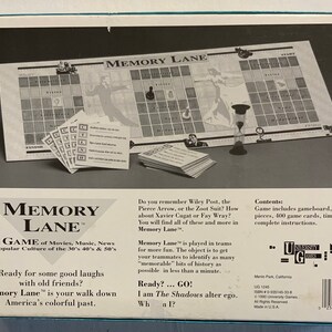 Memory Lane Vintage Board Game University Games 1990 - Etsy