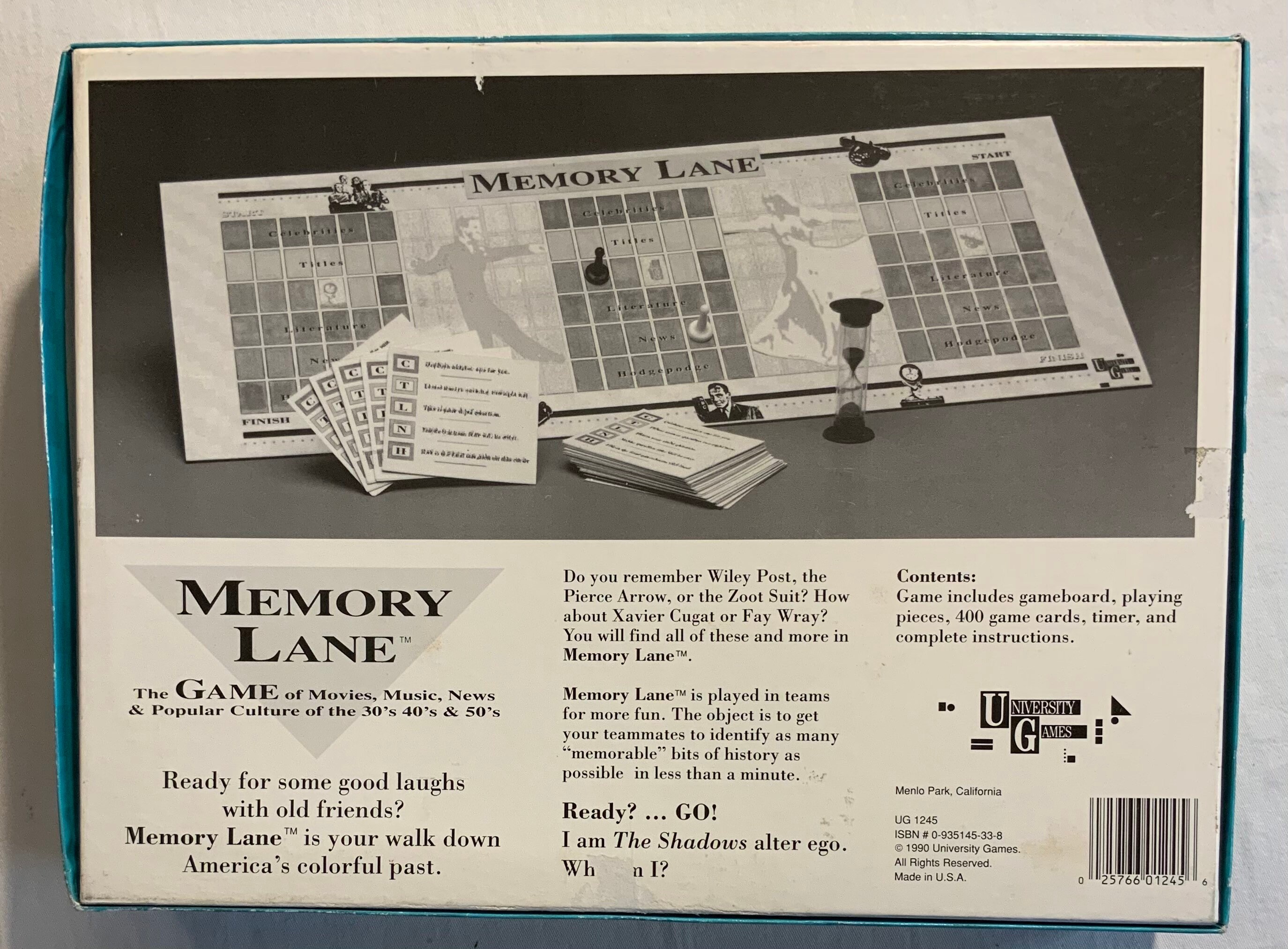 Memory Lane Vintage Board Game University Games 1990 | Etsy
