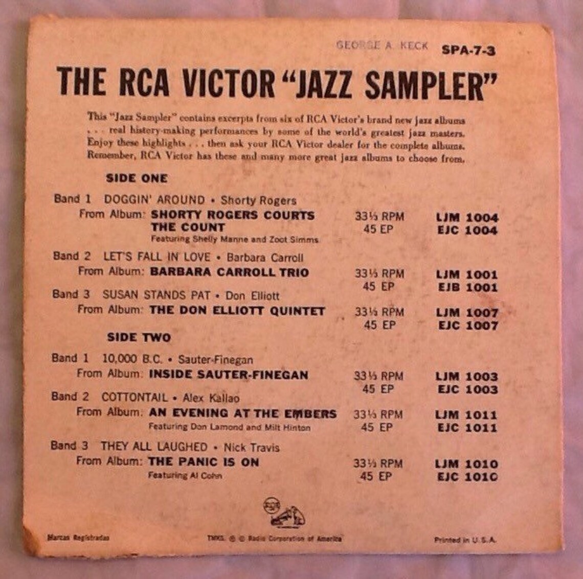 RCA Victor Jazz Sampler From Hot to Cool 45 1954 Vintage Vinyl - Etsy