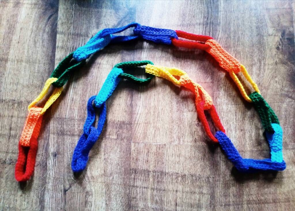 Rainbow Crochet Chain Garland, Eco Party 'paper Chain' Style Bunting - Etsy