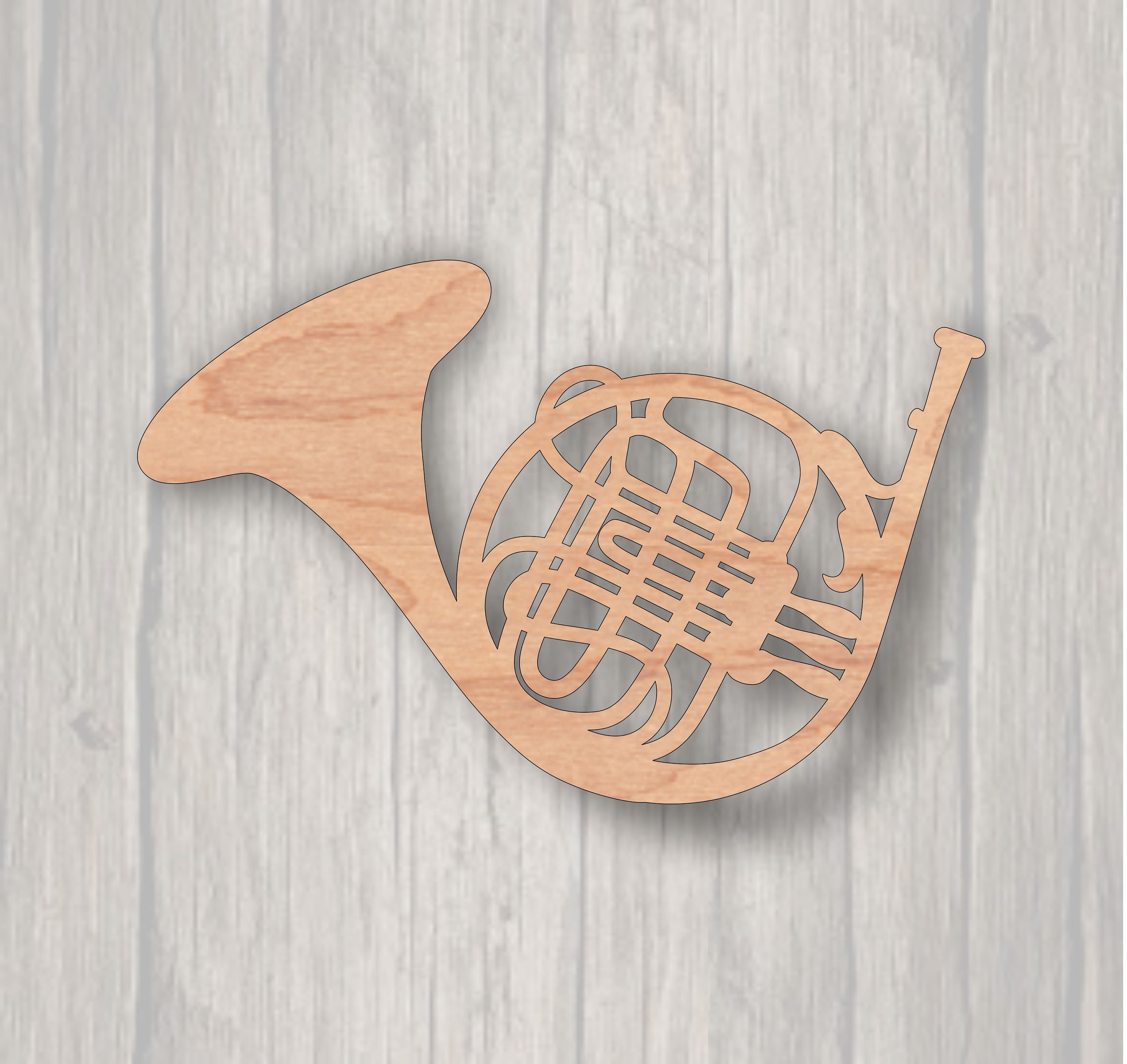 French Horn. Unfinished Wood Cutout. Wood Cutout. Laser Cutout. Wood ...