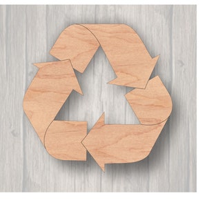 Recycle Symbol. Unfinished Wood Cutout. Laser Cutout. Wreath Accent ...