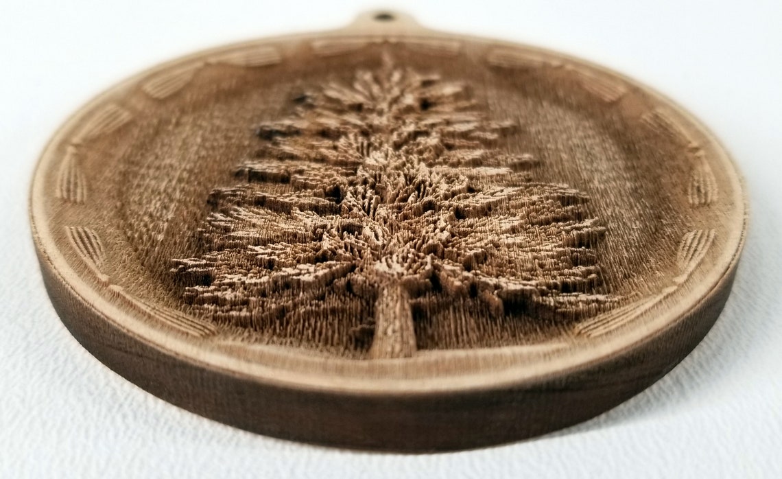 3D Wooden Ornament. Pine Tree. Laser Engraved. Unfinished Wood. Laser ...