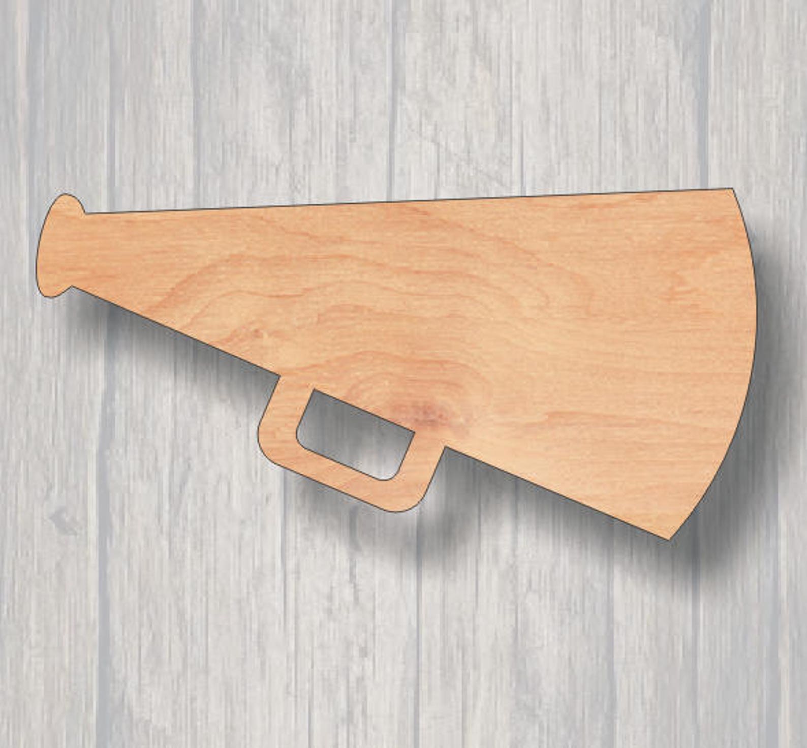 Cheer Megaphone. Wood Cutout. Laser Cutout. Wood Sign. Unfinished Wood ...