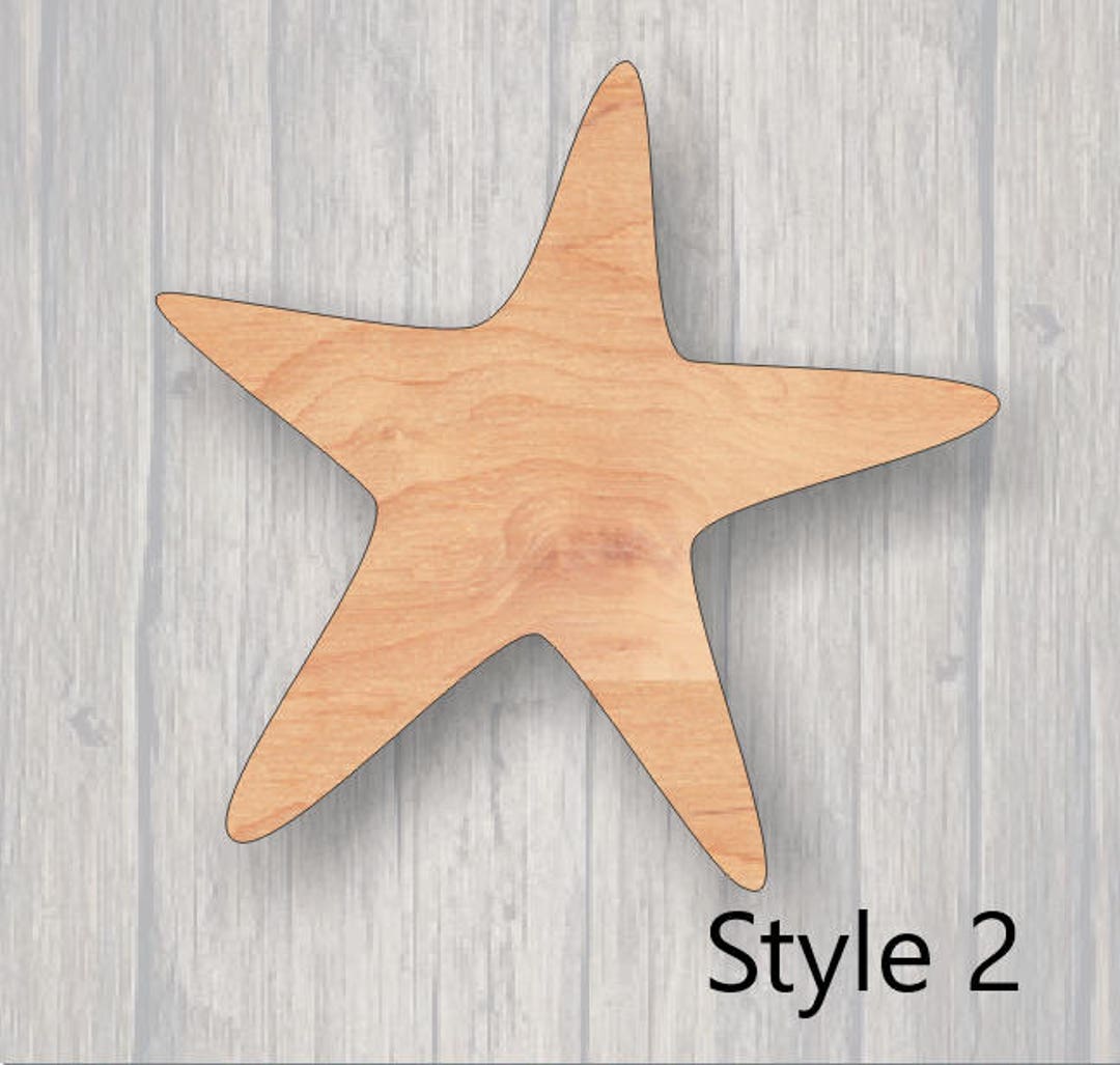 Estrella de mar 2. Recortado de madera sin terminar. Recorte de madera ...