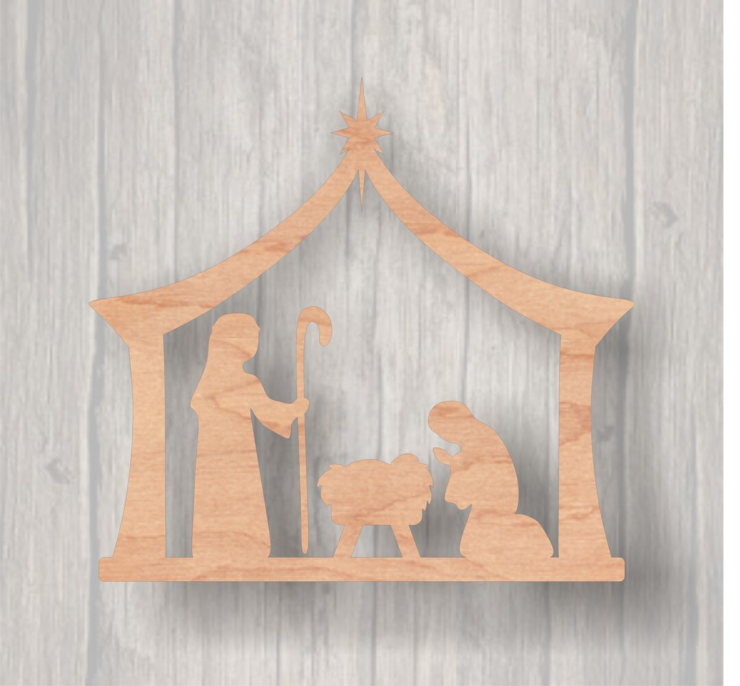 Nativity. Unfinished Wood Cutout. Wood Cutout. Laser Cutout. Wood Sign ...
