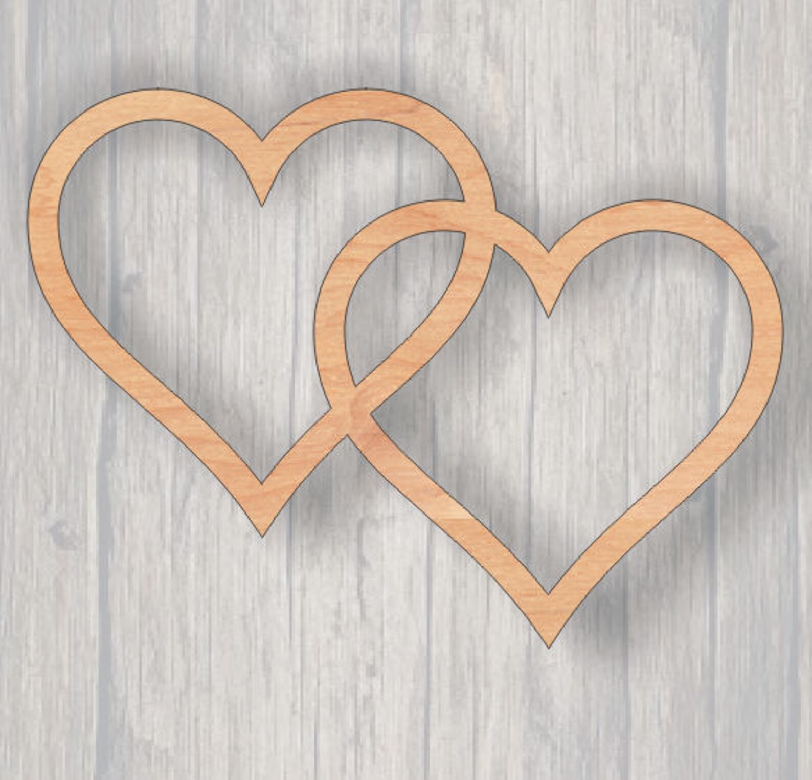 Double Offset Hearts Frame. Unfinished Wood Cutout. Wood Cutout. Laser ...