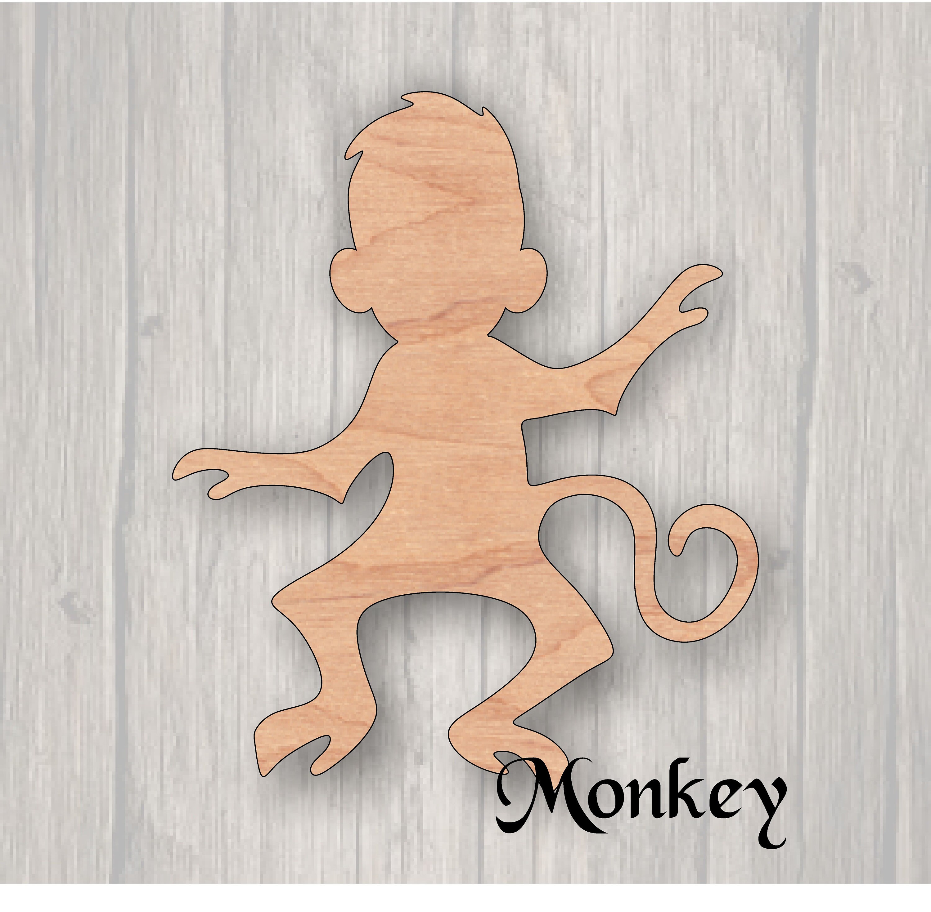 Monkey. Unfinished Wood Cutout Wood Cutout. Laser Cutout. Wood | Etsy