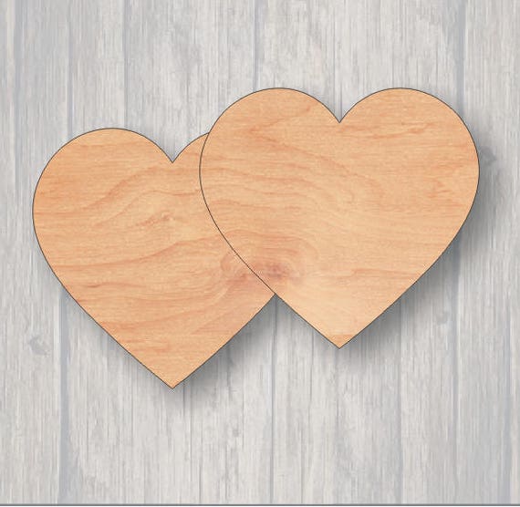 Double Offset Heart. Unfinished Wood Cutout. Wood Cutout. | Etsy