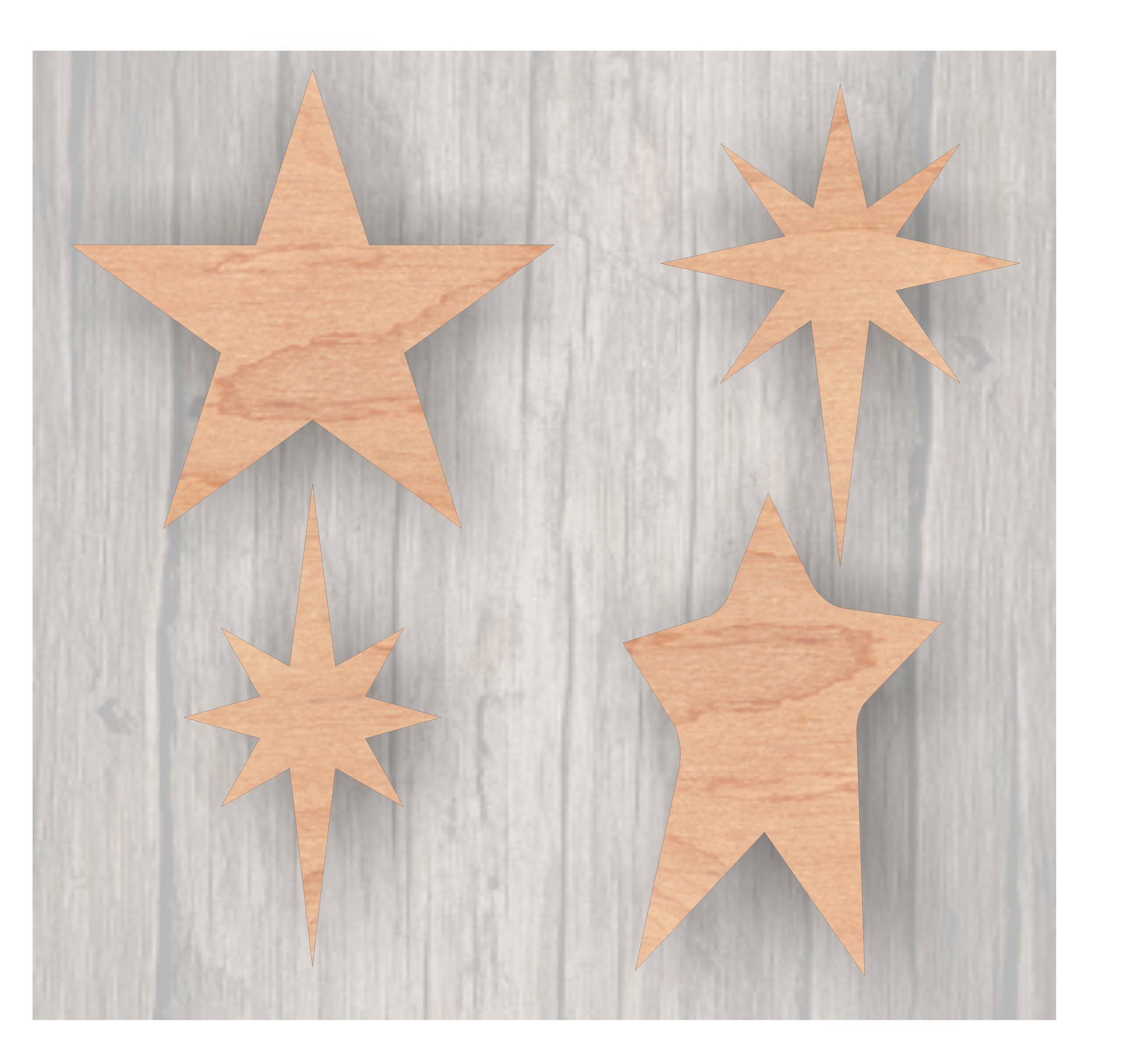 Estrella. Recorte de madera inacabado. Recorte de madera. Corte láser ...