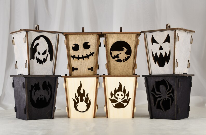Halloween Lantern, Interchangeable Halloween Decor, Tea Light Lantern ...