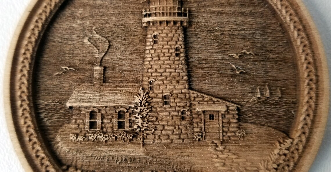 3D Wooden Ornament. Great Lake Lighthouse. Laser Engraved. | Etsy