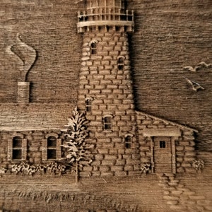 3D Wooden Ornament. Great Lake Lighthouse. Laser Engraved. Unfinished ...