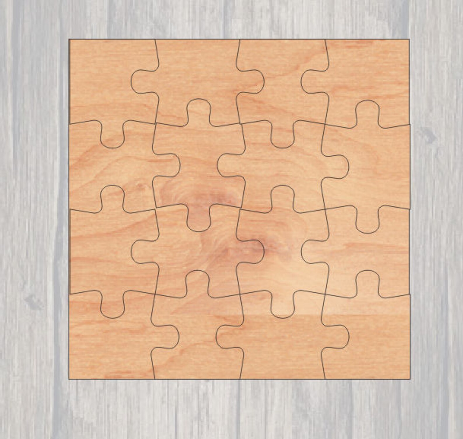Square Puzzle. Unfinished Wood Cutout. Wood Cutout. Laser - Etsy