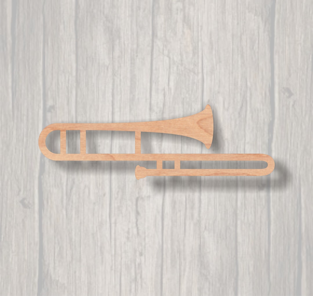 Trombone. Unfinished Wood Cutout. Wood Cutout. Laser Cutout. Wood Sign ...