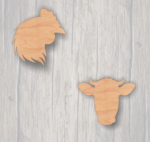 Farm Animal Faces. Unfinished Wood Cutout. Wood Cutout. Laser - Etsy