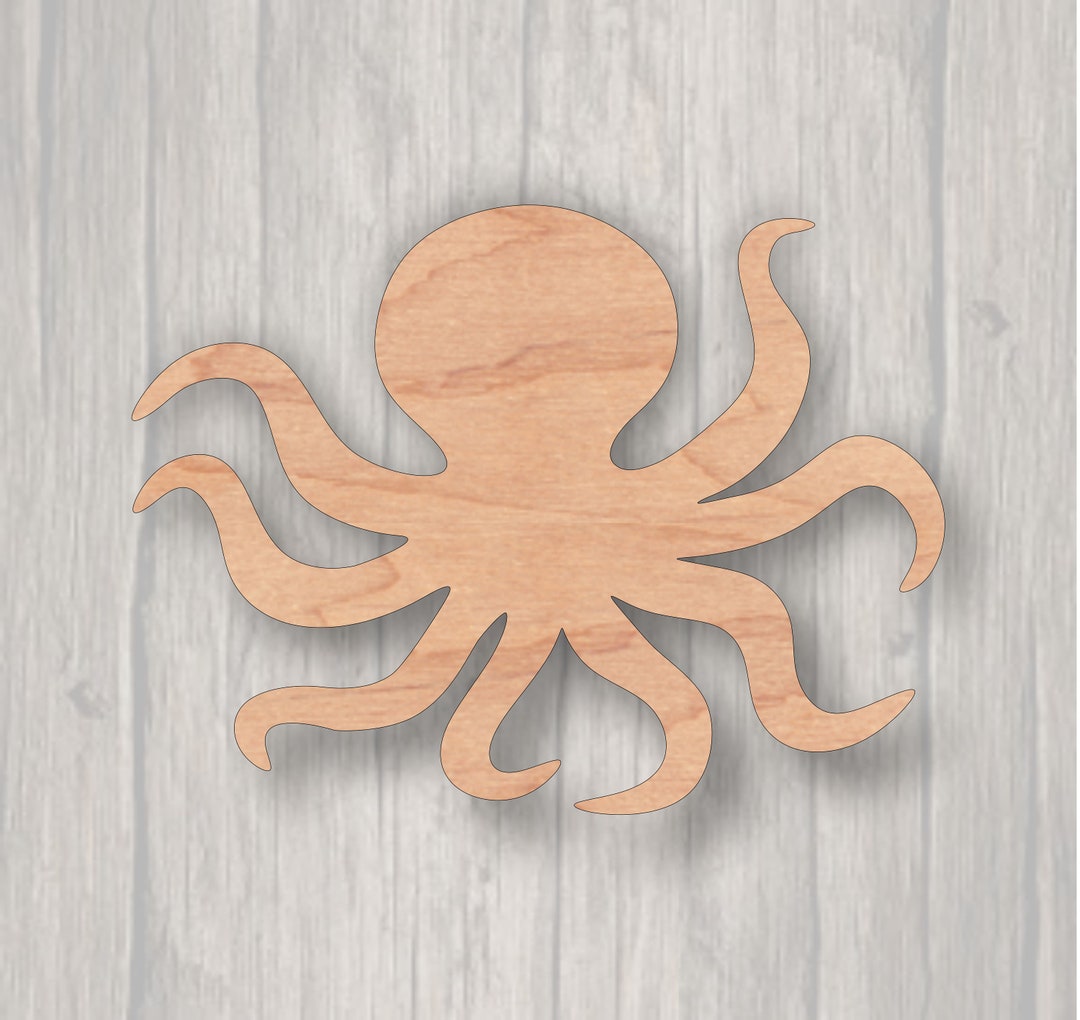 Octopus. Unfinished Wood Cutout. Wood Cutout. Laser Cutout. Wood Sign ...