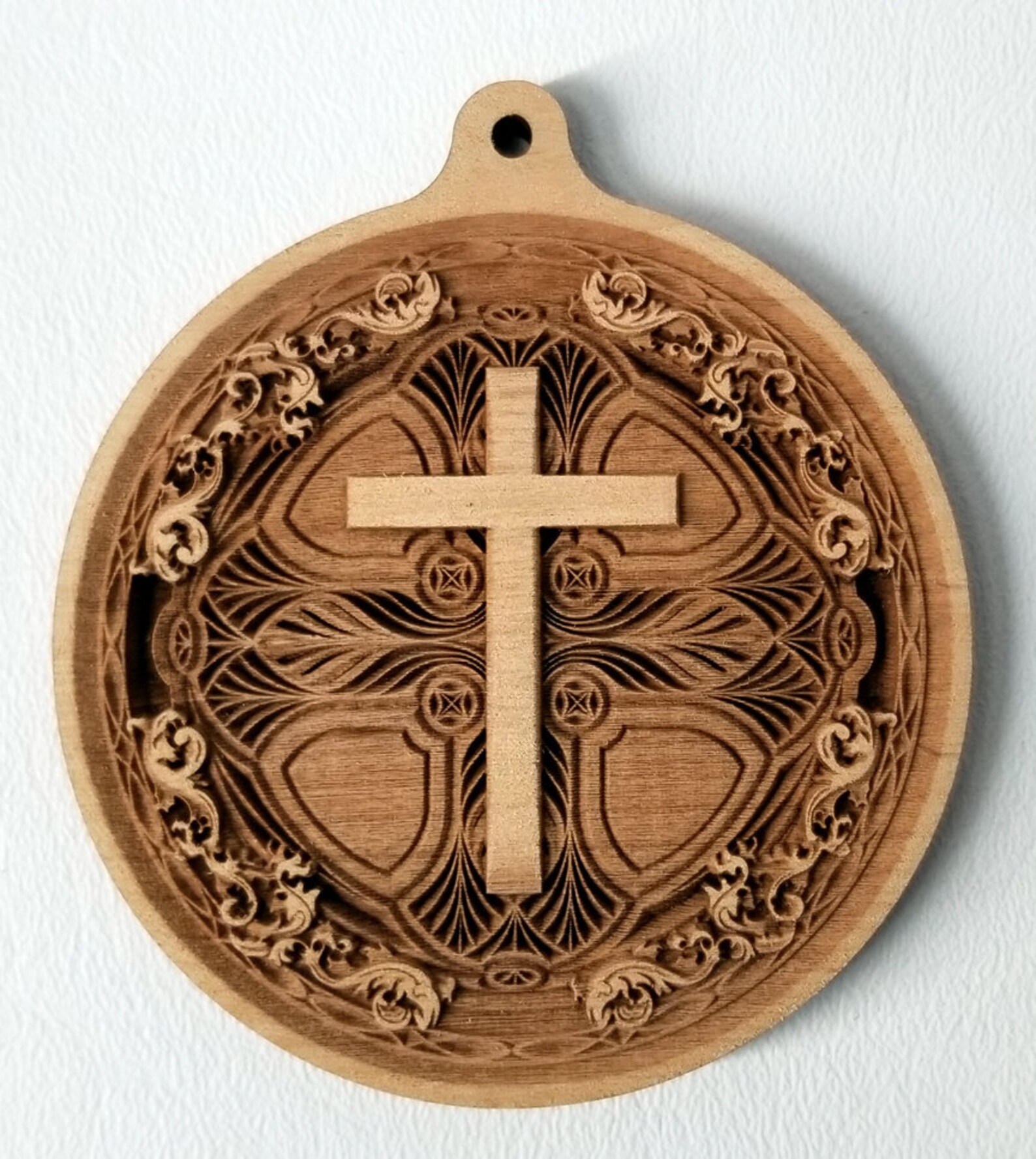 3D Ornament. Cross Ornament. Wooden Ornament. Laser Engraved. - Etsy