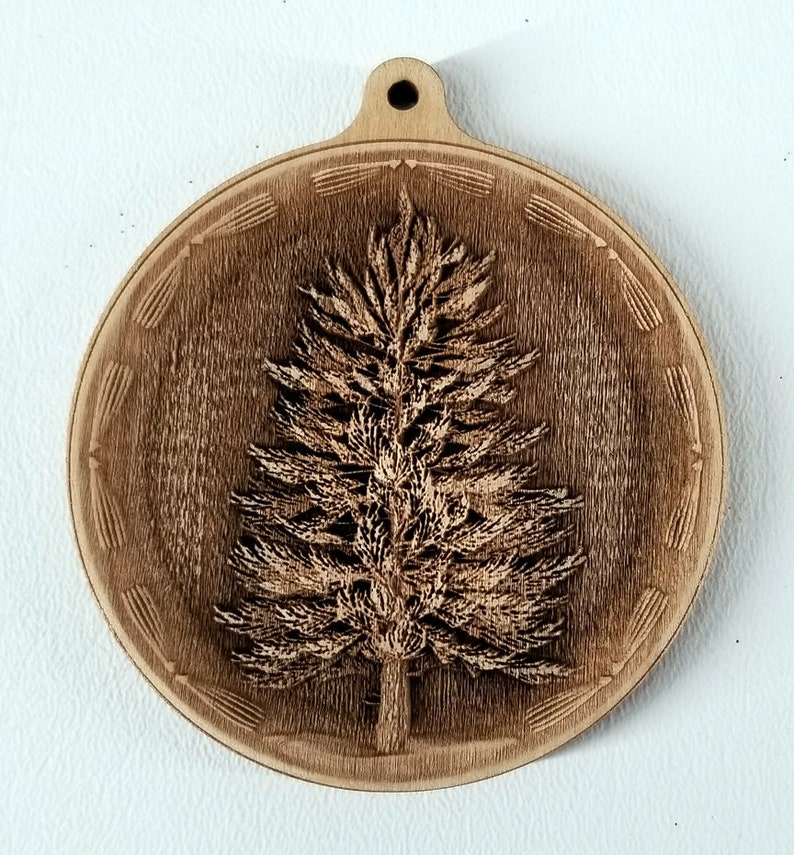 3D Wooden Ornament. Pine Tree. Laser Engraved. Unfinished Wood. Laser ...