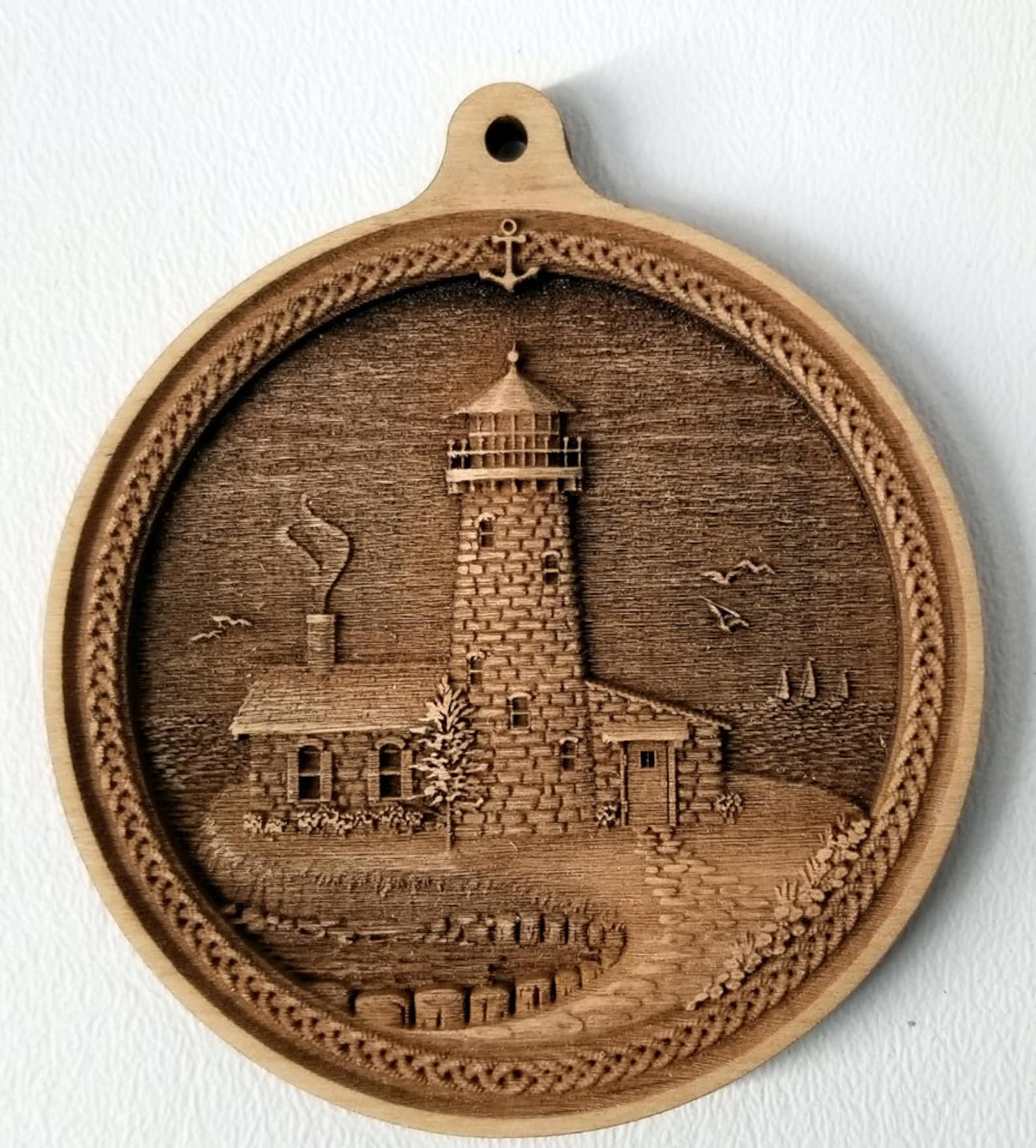3D Wooden Ornament. Great Lake Lighthouse. Laser Engraved. Unfinished ...