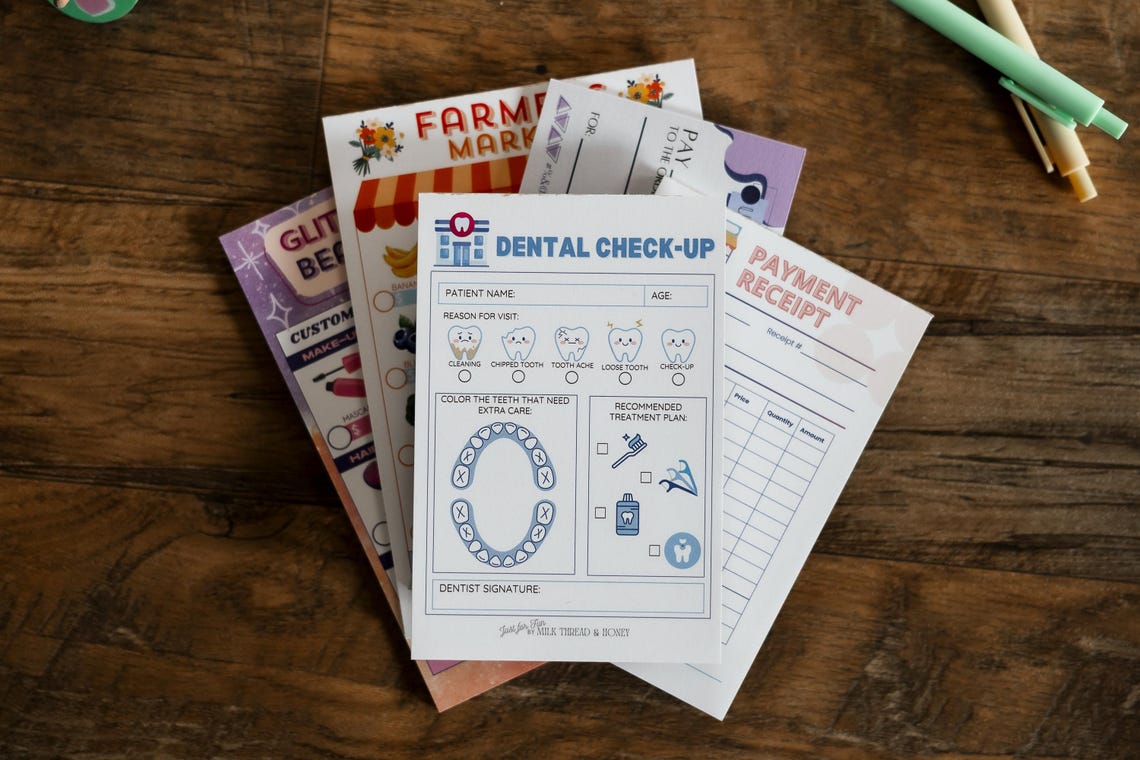 Pretend Play Dentist Check-up Notepad - Kids Dental Role Play Pad - Etsy