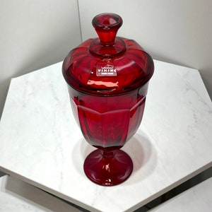 Viking Ruby Red Epic Lidded Compote Dish//vintage Candy Dish C.1960s ...