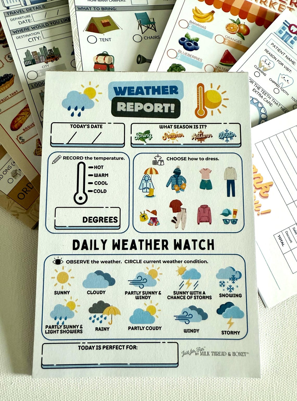 Pretend Play Weather Report Notepad - Kids Dramatic Play Stationery - Etsy
