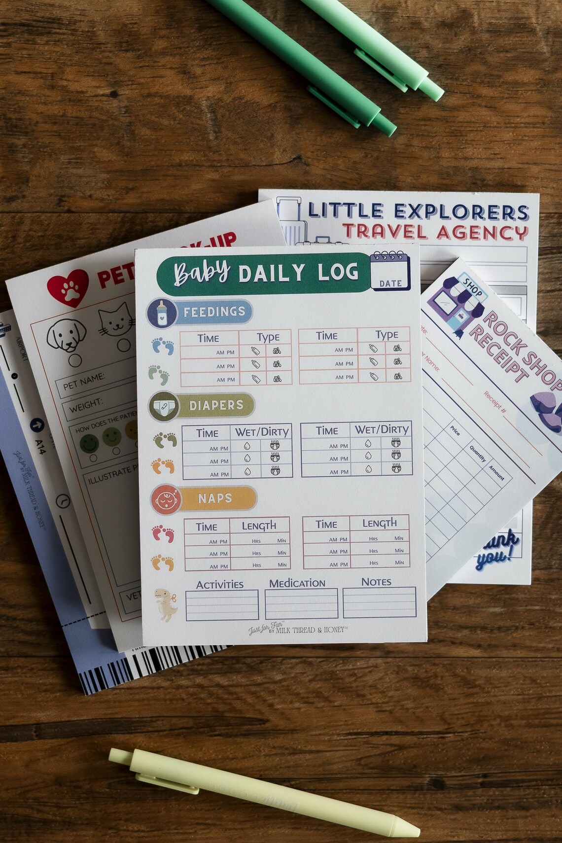 Kids Pretend Play Notepads: 8 Creative Themes - Ticket, Report Card ...