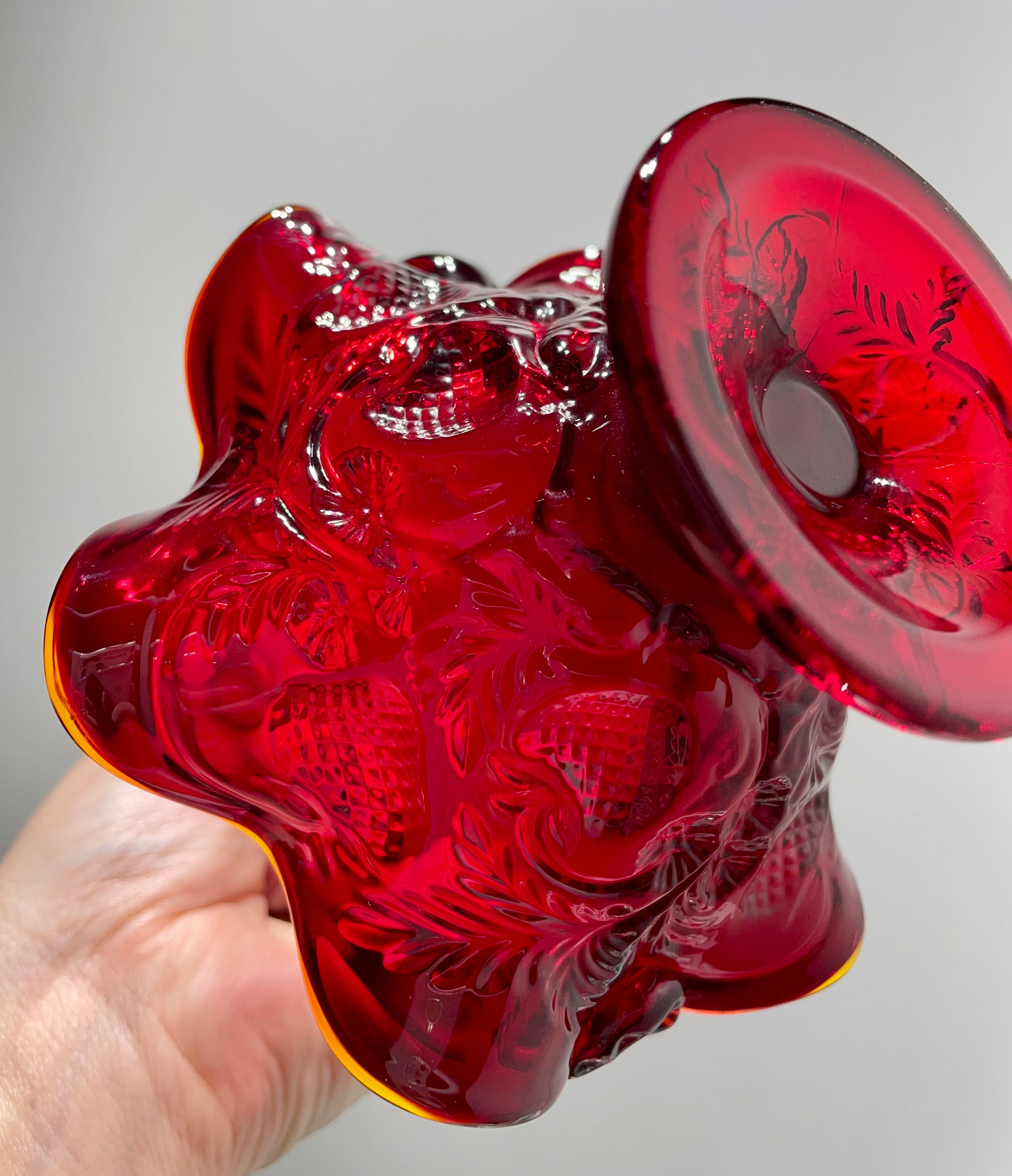 Fenton Inverted Strawberry Mini Glass Baskets/vintage Red & - Etsy