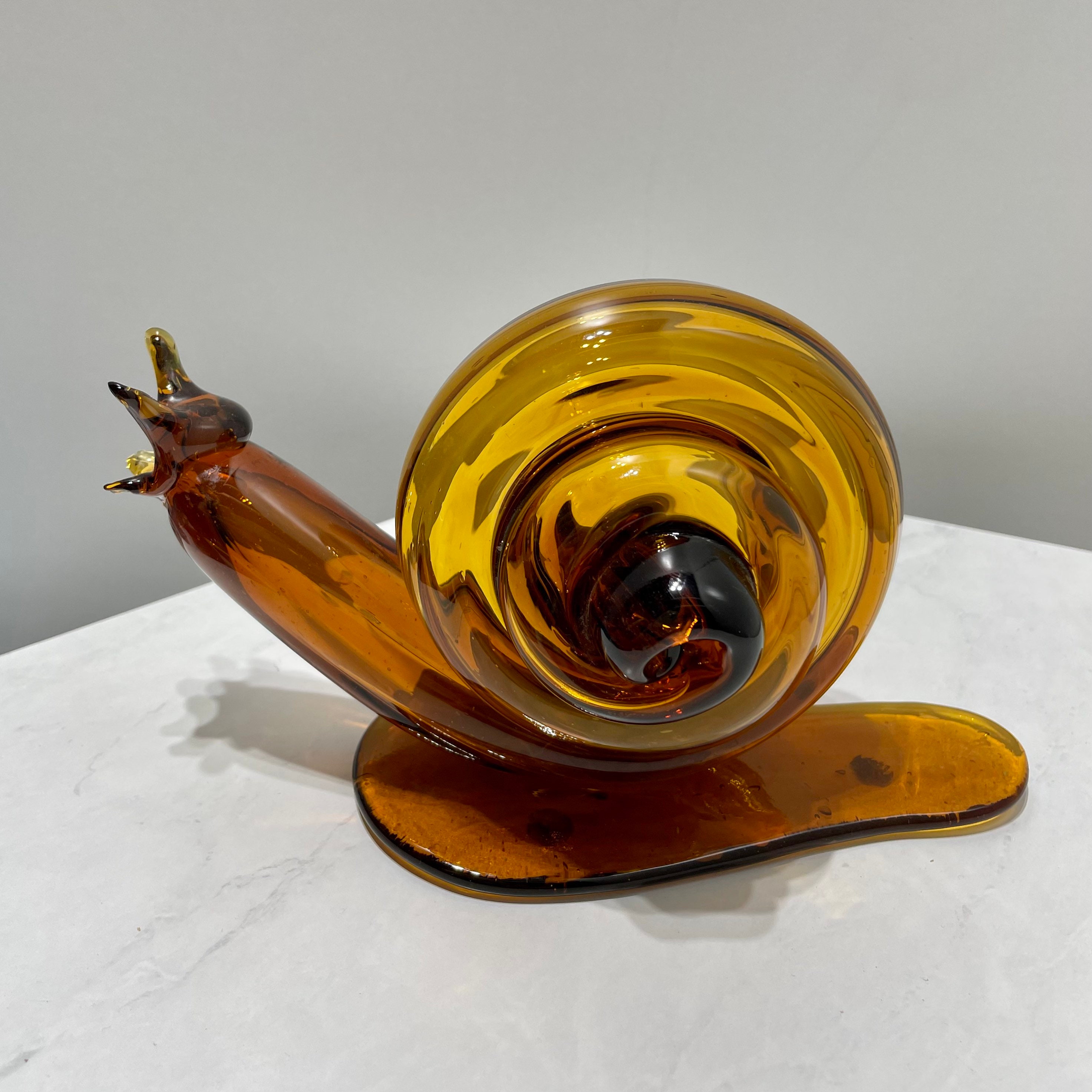 Vintage Amber Blown Glass Snail//murano Art Glass Snail - Etsy