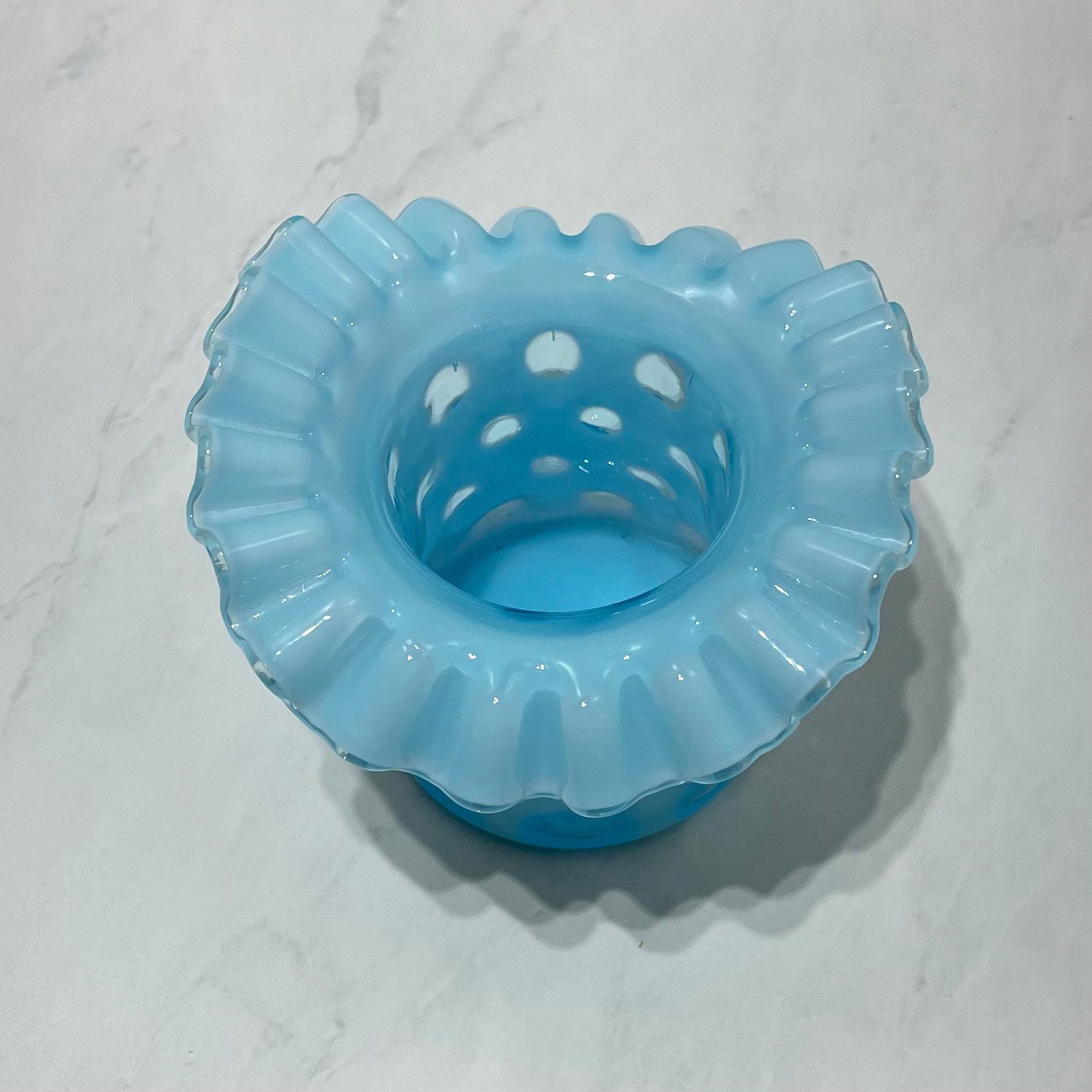 Vintage Fenton Blue Opalescent Coin Dot Vase or - Etsy