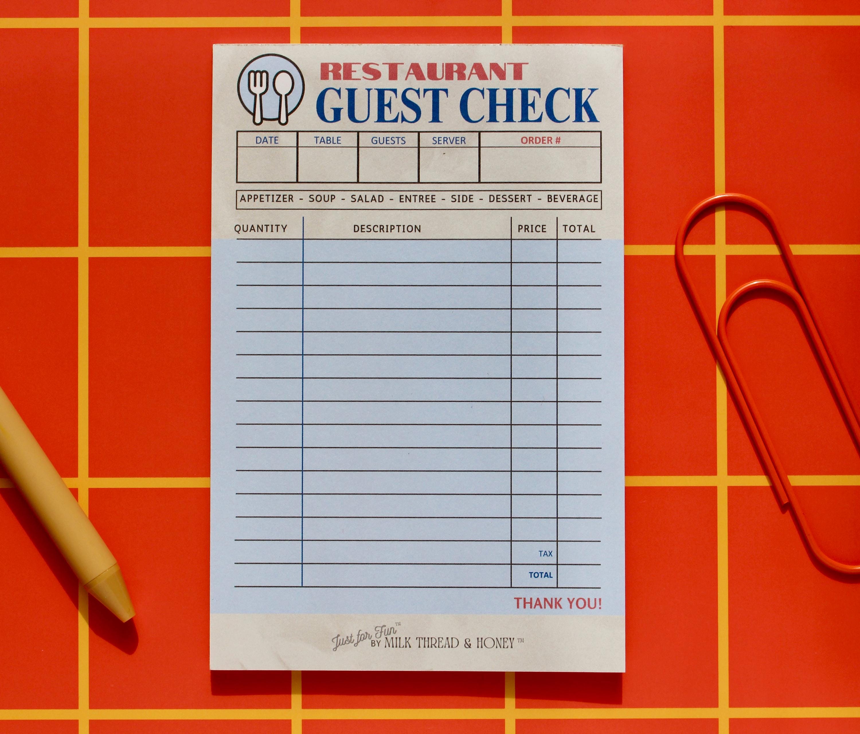 Pretend Play Notepads for Kids – Restaurant Menu, Pizza Order & Guest ...