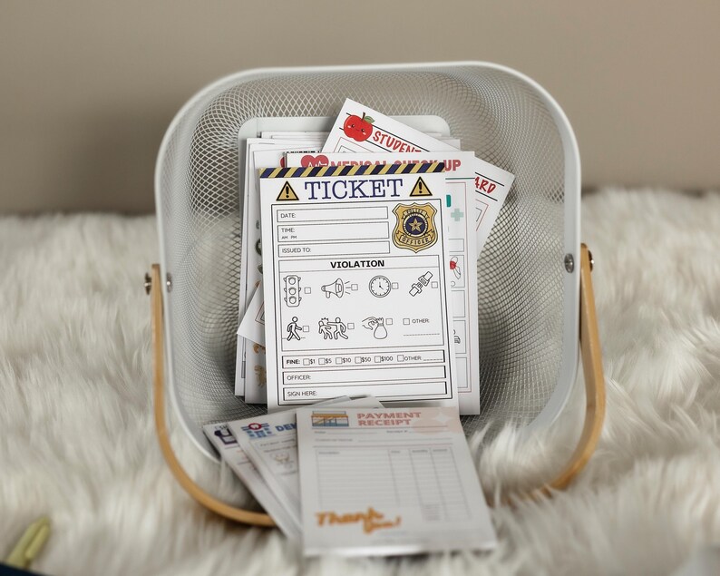 Kids Pretend Play Notepads: 8 Creative Themes - Ticket, Report Card ...
