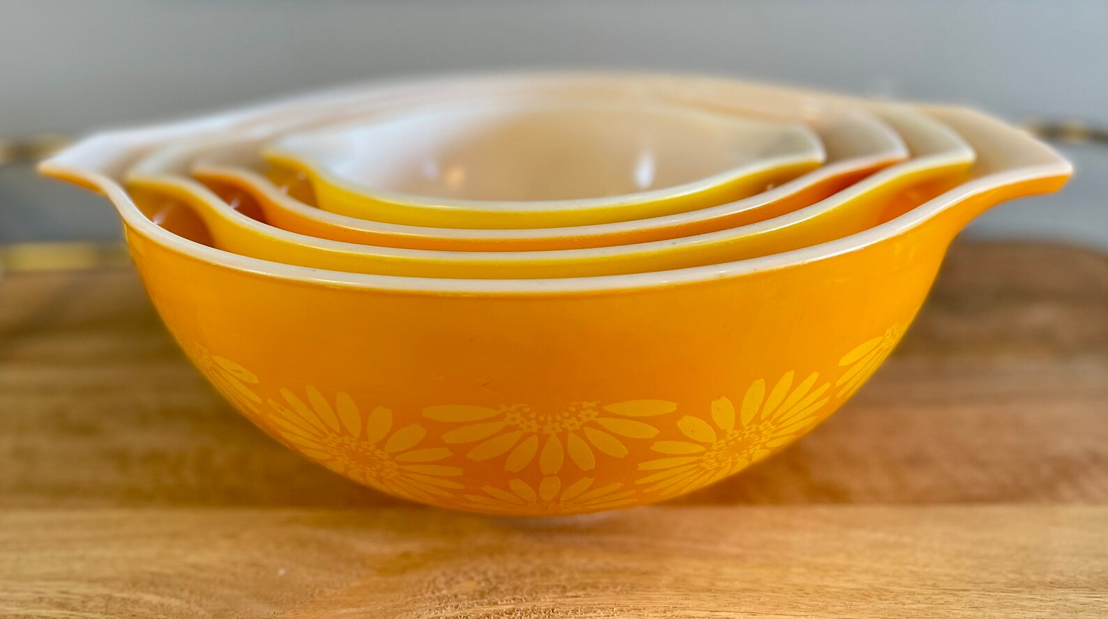 Rare Pyrex Daisy Pattern Complete Set of Nesting Mixing Bowls//vintage ...