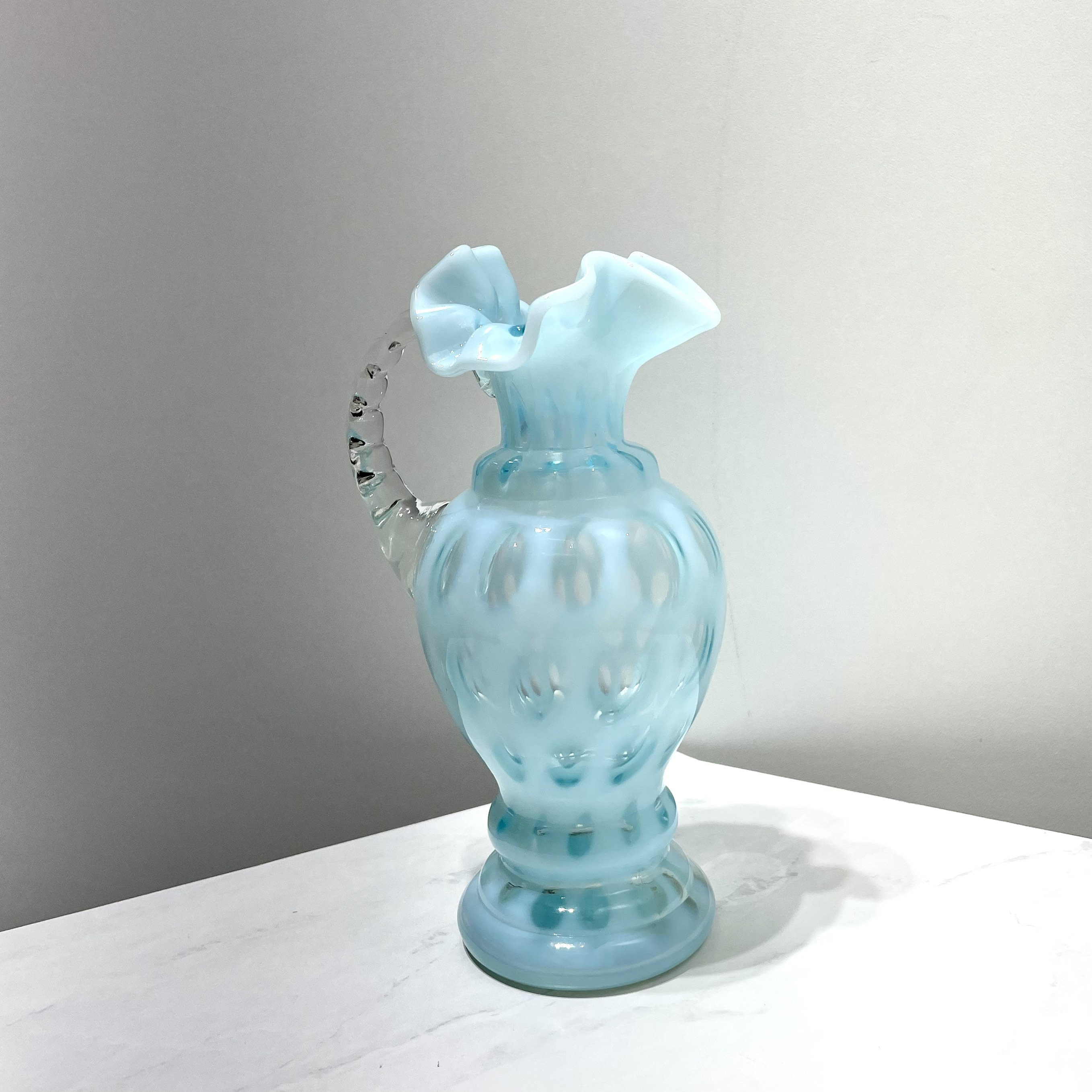 Vintage Fenton Blue Opalescent Coin Dot Pitcher or Handled - Etsy