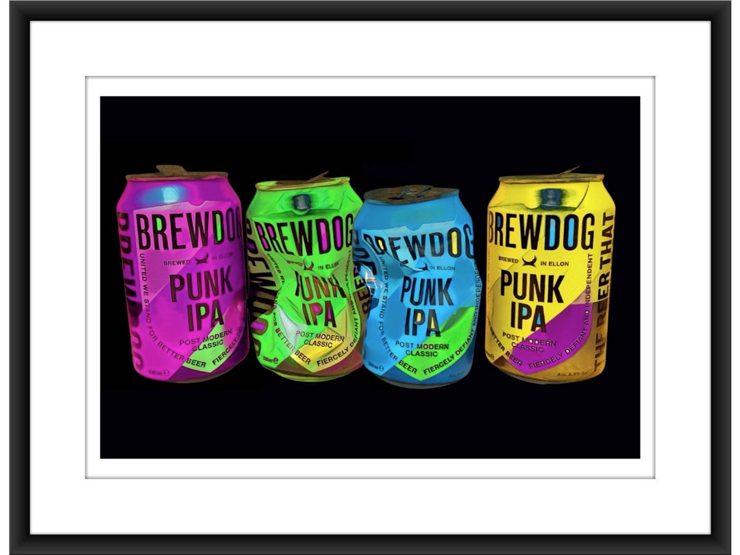Neon Funky Brew Dog Craft Beer Can Punk IPA A4 Print Rainbow Grey ...