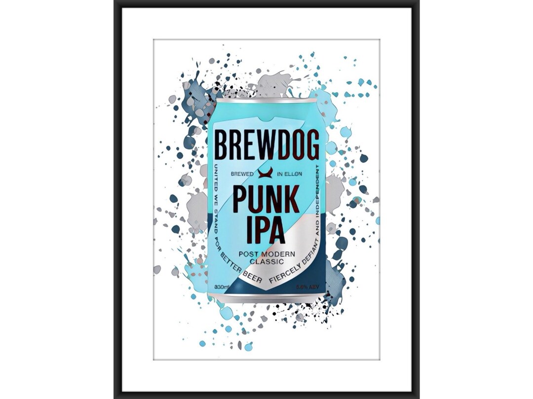 Craft Beer Can IPA Print Blue Black Grey Silver Paint A4 Poster ...