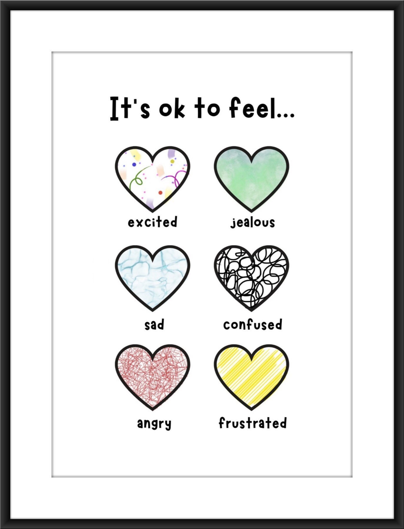 Kids mental health guide its ok to feel art print sensory | Etsy