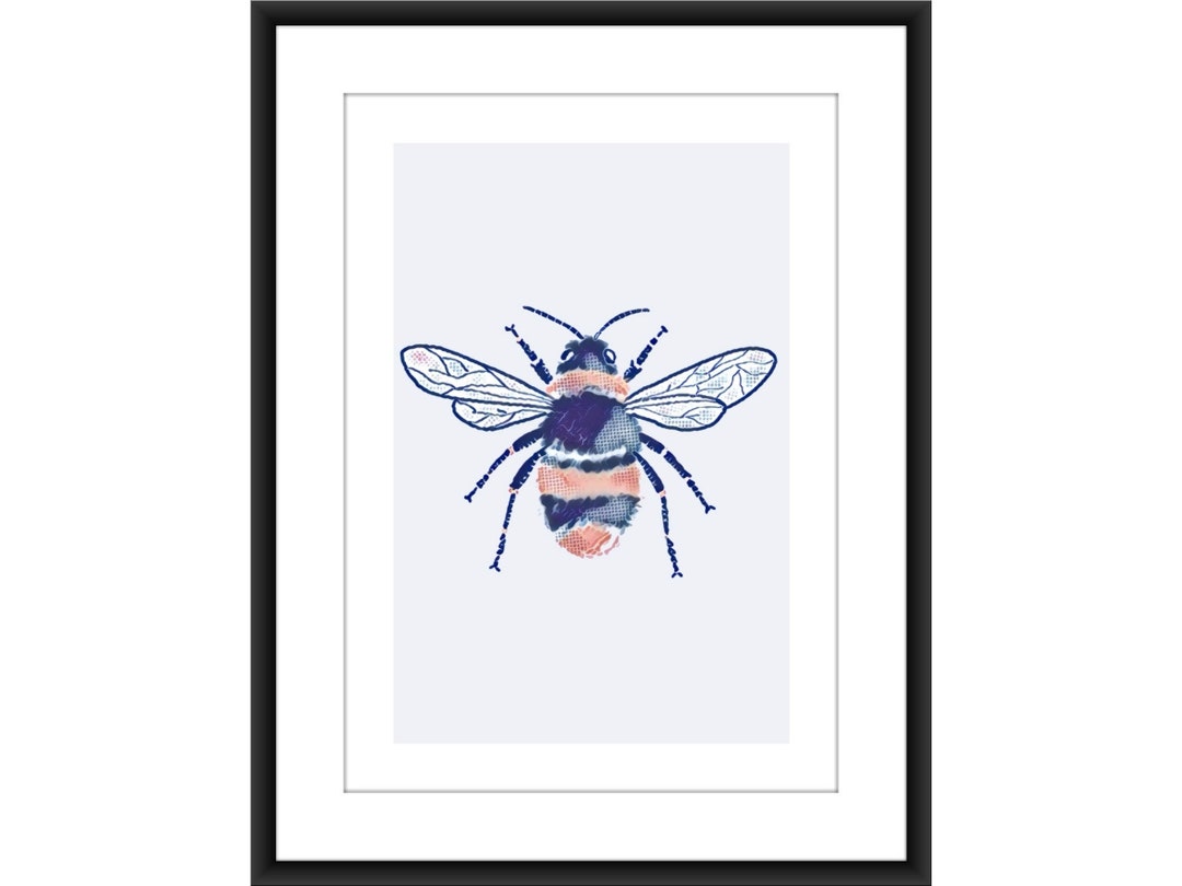 Bumble Bee Art Grey Lilac Purple Insect A4 Poster Kitchen - Etsy