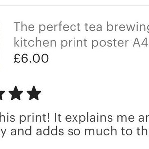 Tea Print Tea Art the Perfect Tea Brewing Guide A4 Poster, Kitchen ...
